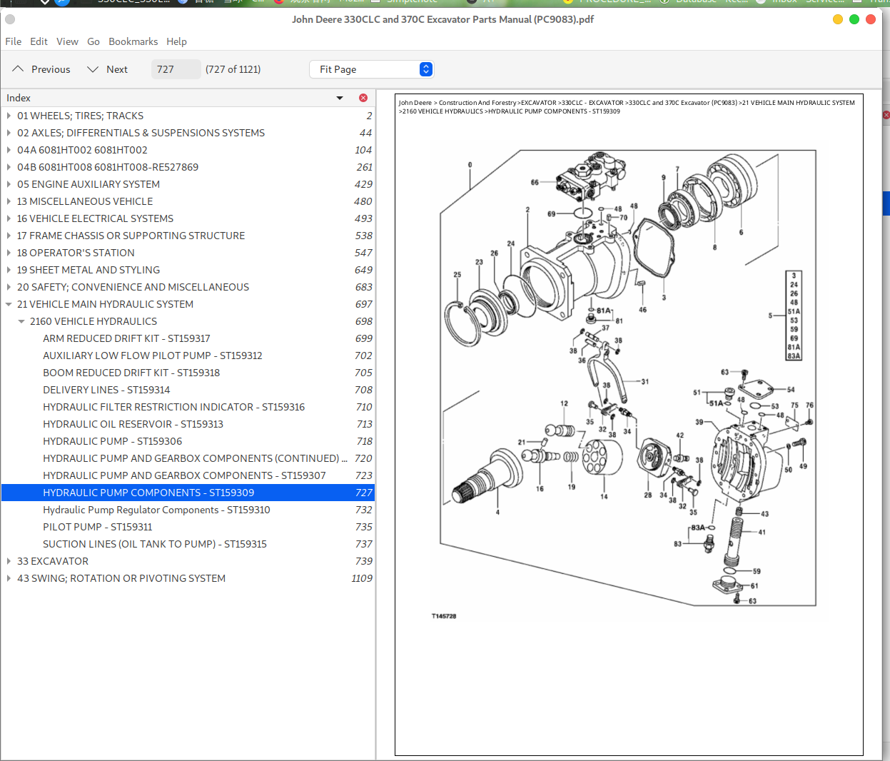 John Deere 330CLC and 370C Excavator Parts Manual (PC9083) | A++ Repair ...