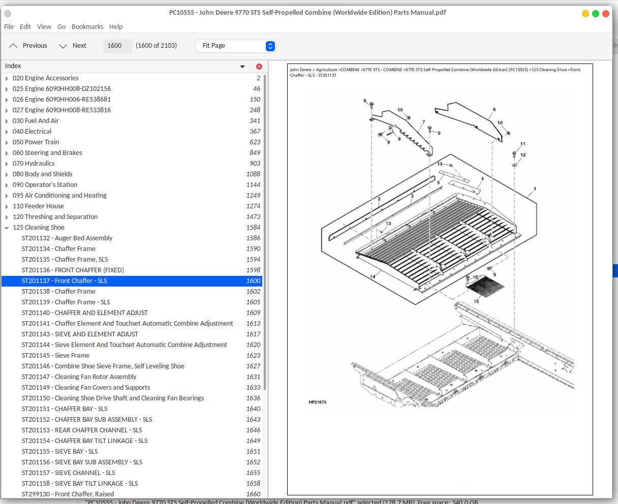 John Deere 9770 STS Self-Propelled Combine (Worldwide Edition) Parts ...